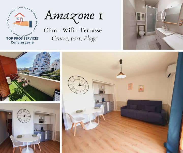 Studio Amazone 3 Centre Port Plages *Clim *Wifi - Port Camargue