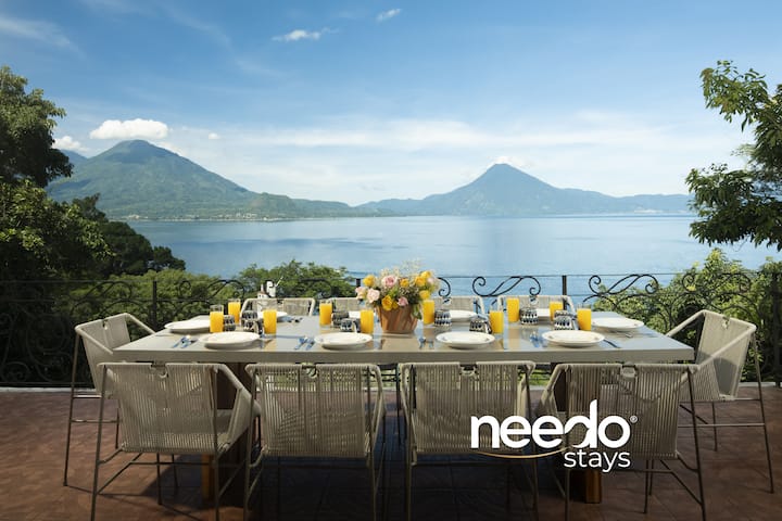 N) Lake Front Villa W/ Hot Tub, Bbq, Volcano View - Chiapas