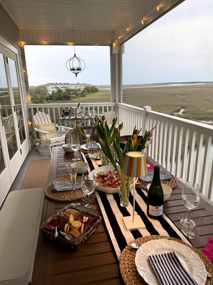 Sweeping Marsh Views, Walk To All, Pool, 3 Baths - Folly Beach, SC