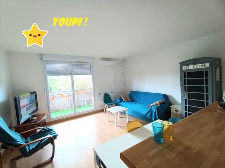 Apt T2 - 46 M² - 1 Lit+1 Canapé - 4 Pers - 1 Pkg - Portet-sur-Garonne