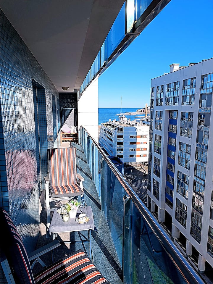 Playa, Terraza, Vistas Al Mar, Parking, Ave A 5min - Gijón