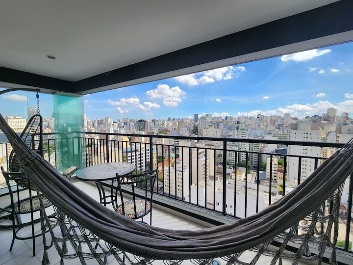 Ap Com Vista Para O Centro De Sp Com Piscina, Sauna E Academia, Meia Quadra Do Metrô Santa Cecília - São Paulo