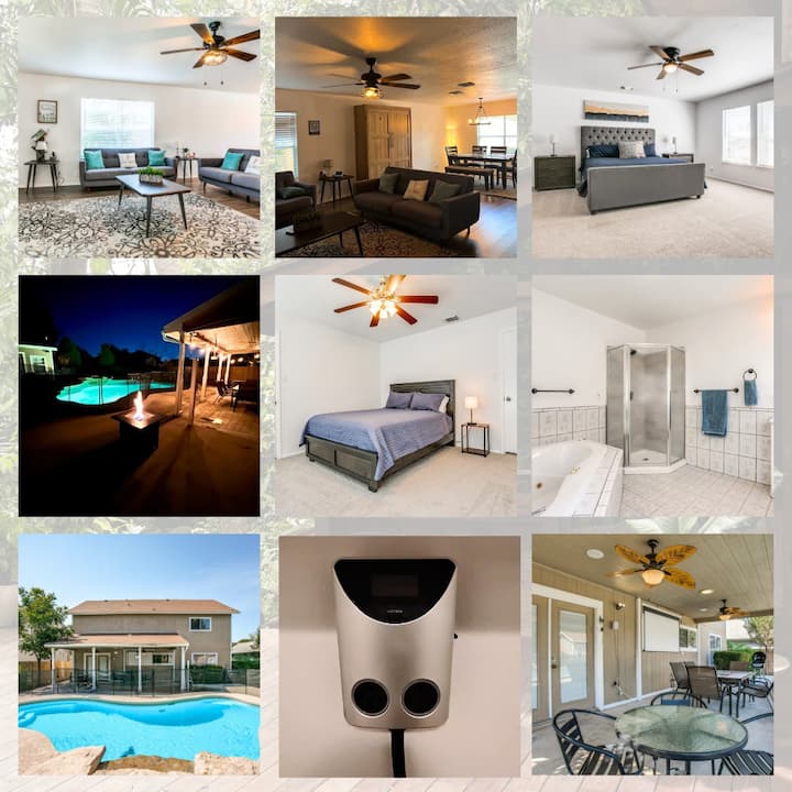Solar Oasis: Pool,waterfall,jacuzzi & Ev Charging - San Antonio, TX