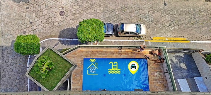 Piscina, Suíte Com Vista Pro Mar E Wi-fi - Praia Grande