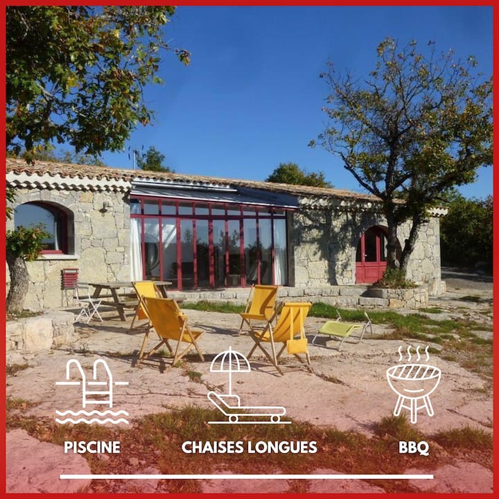 Maison En Pierres, Piscine Du Domaine (6 à 9 P.) - Balazuc