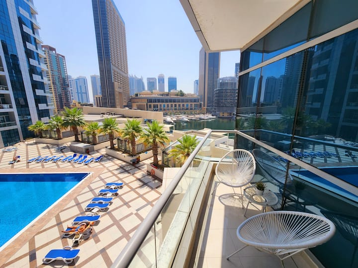 Safe Haven Marina & Pool View W/balcony+parking! - Dubai Marina
