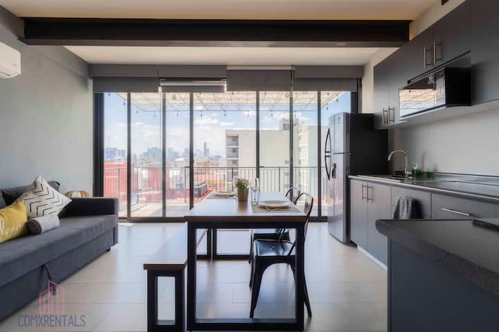 2ph Large 2brm 3 Bath Ac Private Terrace Apt - Morelos