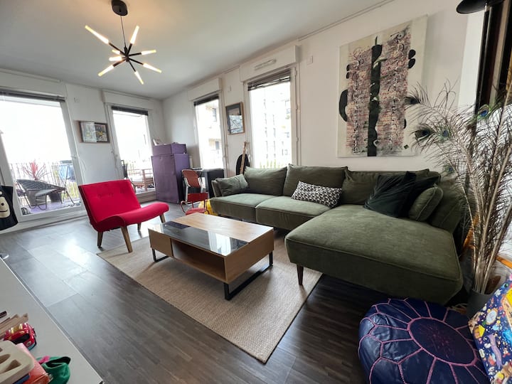 Grand Appart Moderne, Terrasse, Paris Centre 20min - Clichy