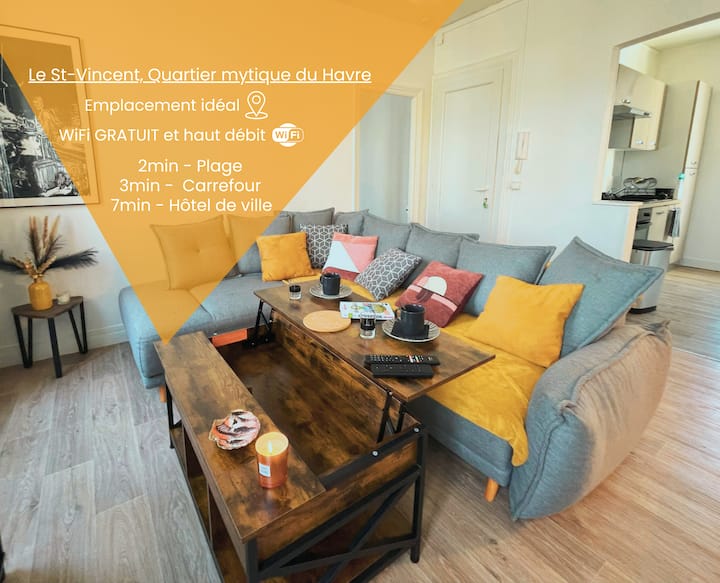 Hypercentre-plage, Tout éQuipé, Cozy 50m2 - Le Havre