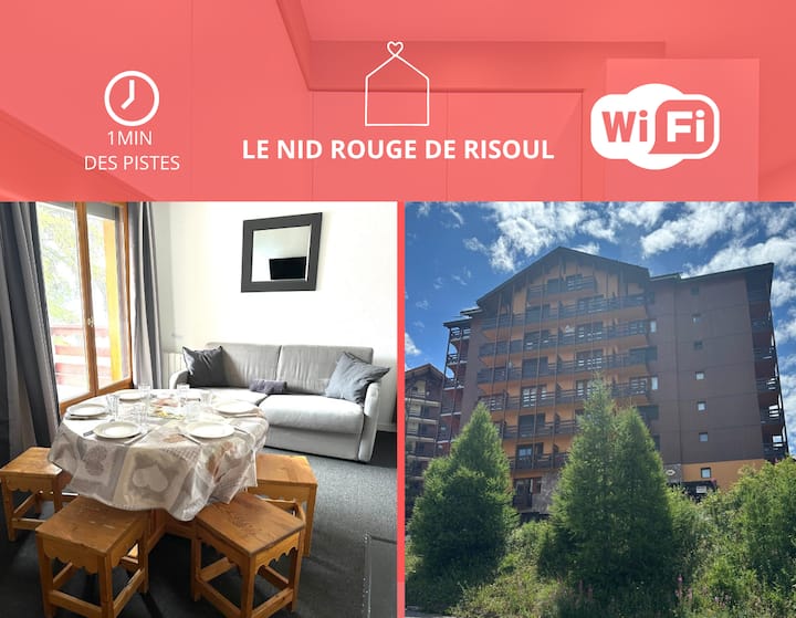 Le Nid Rouge Risoul • Balcon & Vue • Ski 100 M - Risoul