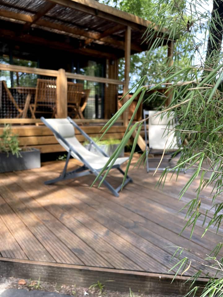 Chalet Bois Climatisé Au Calme, Terrasse & Piscine - La Teste-de-Buch