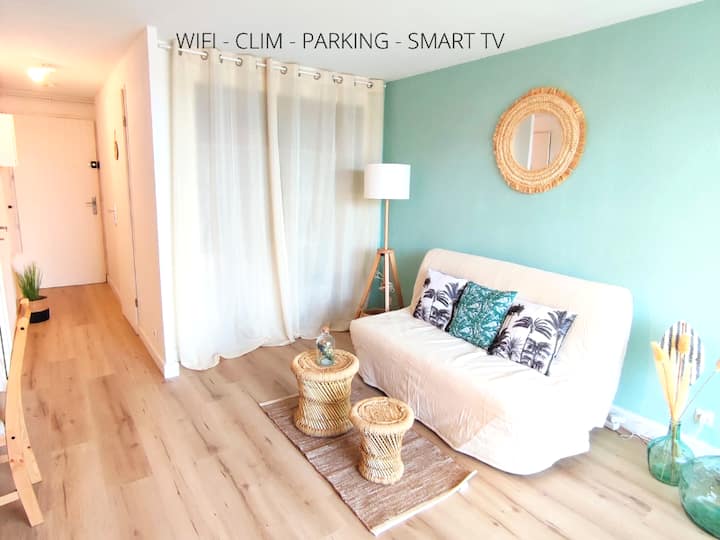 Charmant T2 -Parking Gratuit, Piscine, Wifi, Clim - Narbonne