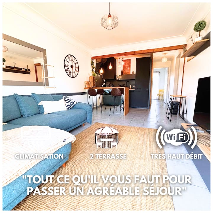 Escapade à La Mer : T2, Clim, Wi-fi, Parking - Alénya