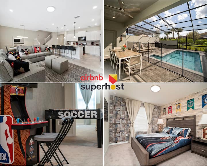 5bd Sleeps 14 – Mickey Home W/ Arcade, Pool&bbq! - 達文波特