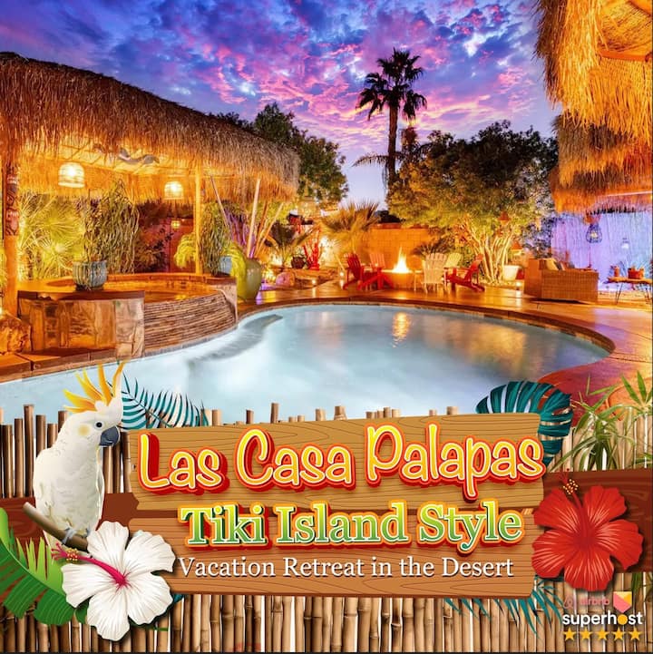 Tiki Island Style Paradise *Pool*spa*fire Pit*bbq* - Indio, CA