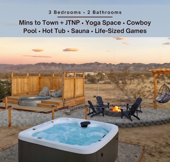 Desert Hideaway - Big Games! Sauna! Cowboy Pool! - Joshua Tree National Park