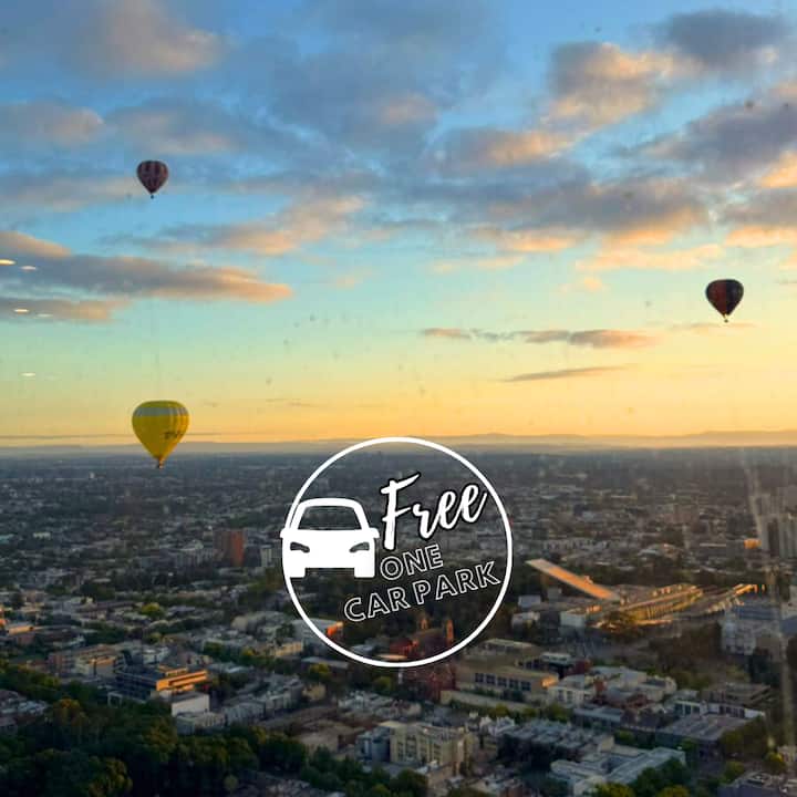 52f 180° Melbcbd Skyview 3br2bath. 8pax. 2 Carpark -