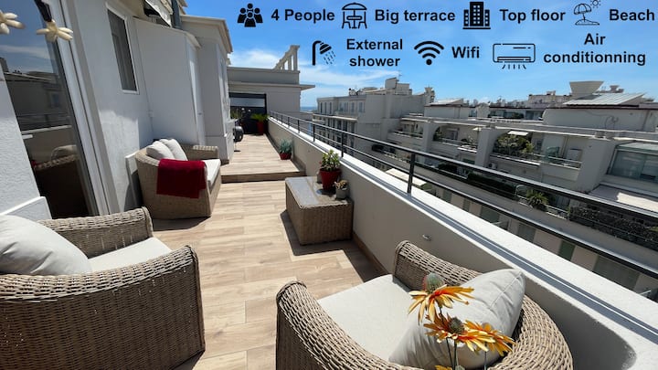 Rare Terrasse Rooftop Promenade Vue Mer & Ville - Niza