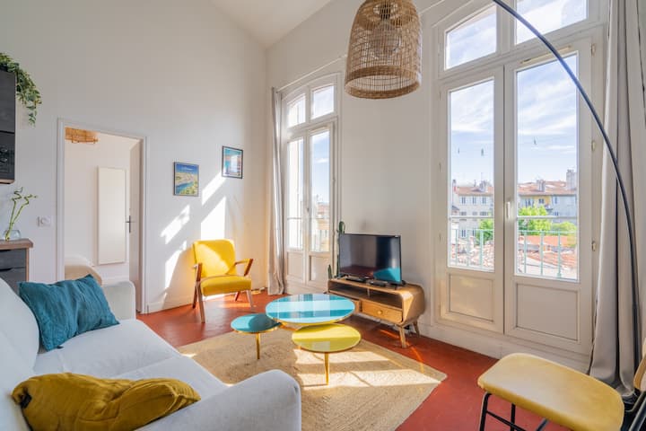 Vue Azur - 3 Ch, Plein Centre, Climatisé, Balcon - 馬賽