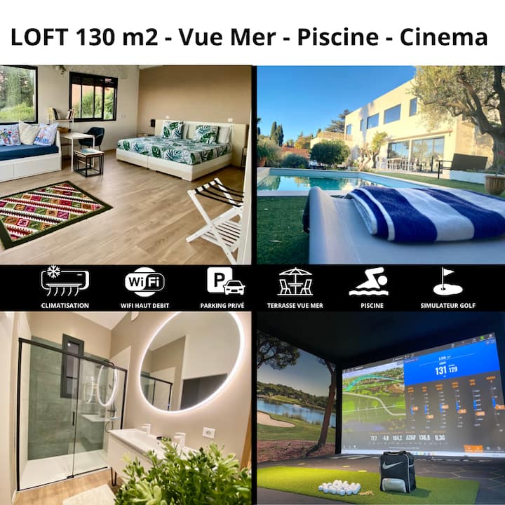 Loft 130 M2 - Vue Mer - Piscine - Cinema - - Cagnes-sur-Mer