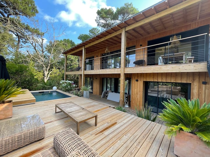 Jolie Villa En Bois Vue Mer & Piscine - Arcachon