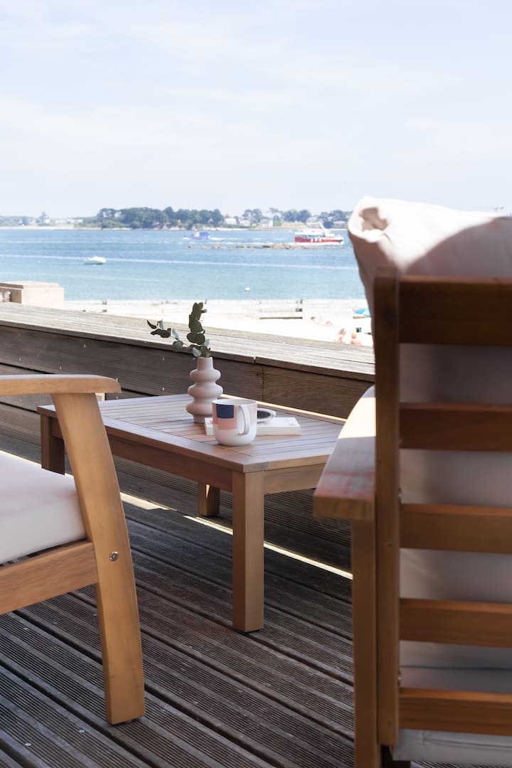 Vue Mer Panoramique, Maison Pieds Dans L’eau - Larmor-Plage