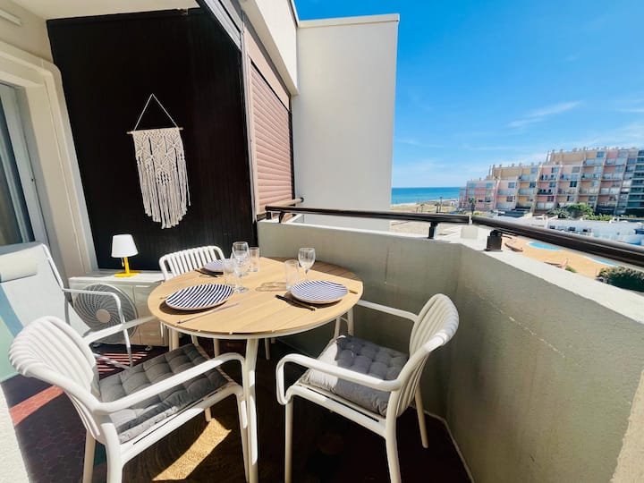 Vue Mer T2 Wifi Plage Clim Terrasse Sud Parking ! - Étang de Leucate