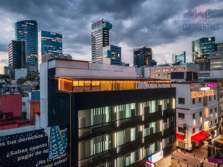 L201 New Apt 1 Bdrm 1 Bath Fits 6 Ac Rooftop - Mexico City