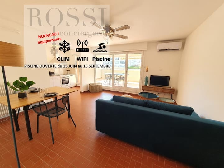 T2 Le Club *Wifi *Clim *Piscine - Centre-ville - La Grande-Motte