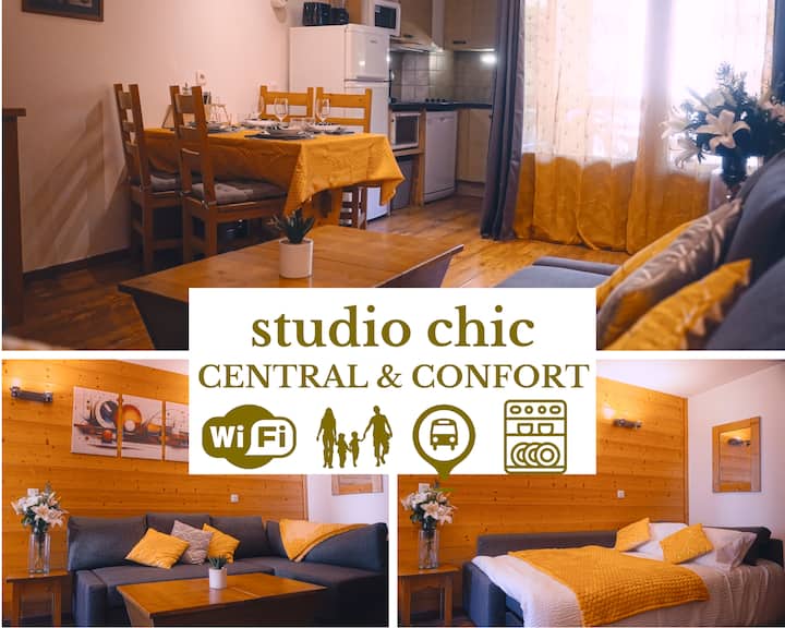 Studio Chic Redécoré Wifi-180chaines Tv-parking - Brides-les-Bains