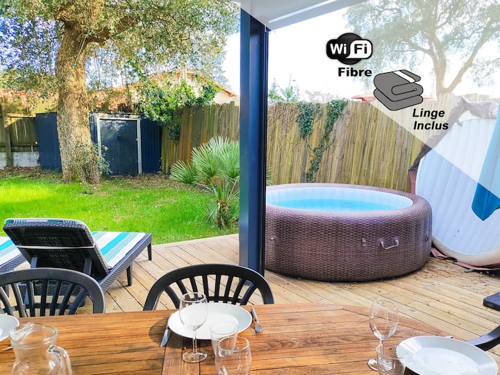 Maison En Bois /Spa Gonflable 35°/ Plage à Pied - Labenne