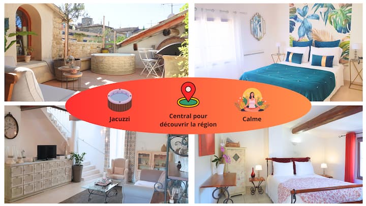 * Terrasse Sur Toits Avec Jacuzzi - Bar à Café * - Uzès