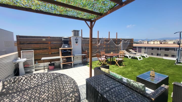 Atico 2 Terraza, Jacuzzi,piscina, Parking, Bbq - Cap Salou