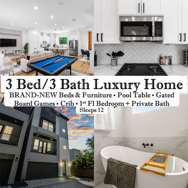 Luxe Gated Retreat • Pool Table • Crib • Near Nrg - Minute Maid Park Houston