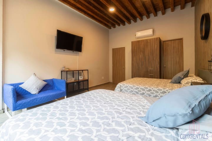 105 Centrico Zocalo Apt 2bdrm 2bath Ac Rooftop - Morelos
