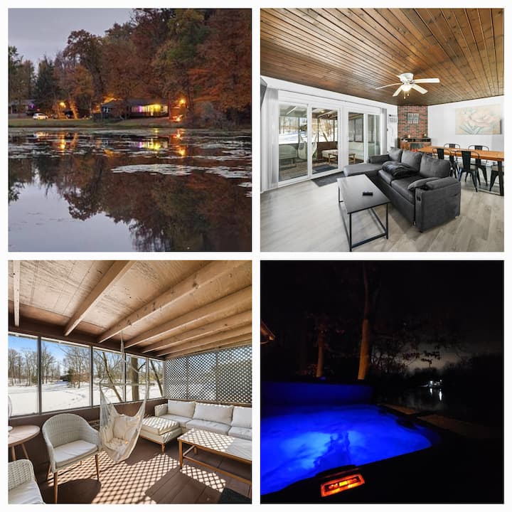 Turkey Trot At Heron Hill Retreat Hot Tub On Lake! - Kent, OH