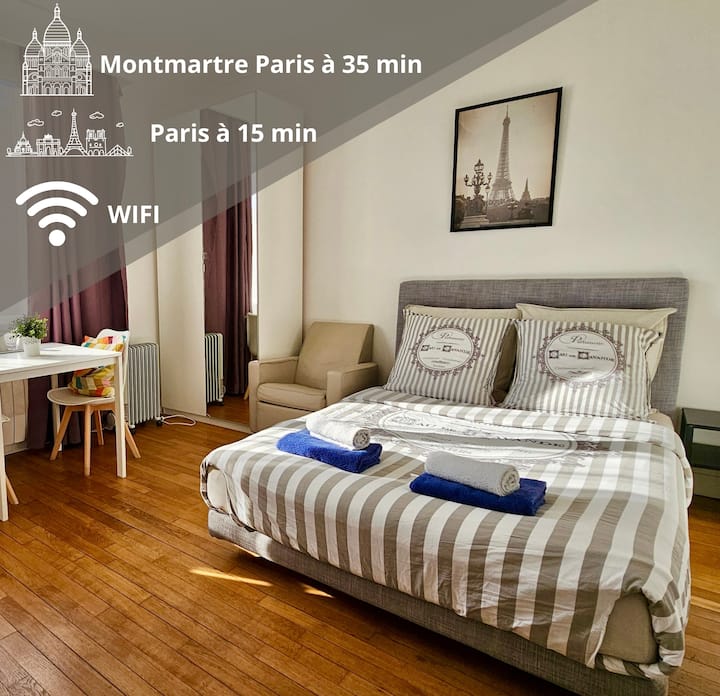 Studio Alba: 15min Paris Rer E, Tout éQuipé - Bobigny