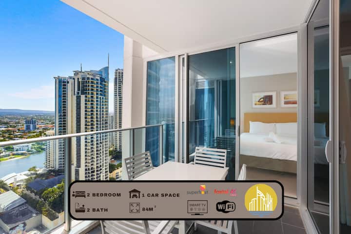26 Levels Above Hilton Hotel - 2 Bedrooms - Surfers Paradise