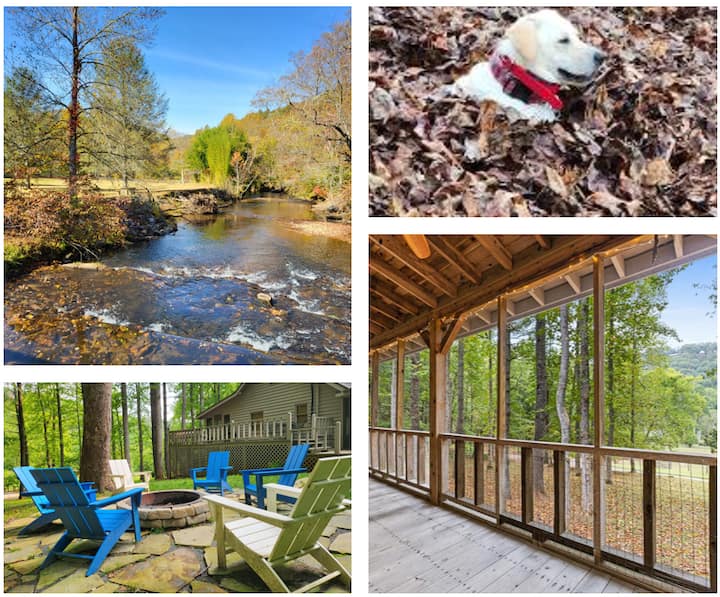 Fish River & Hike W Dog! King! Firepit! - Suches, GA