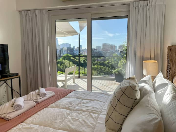 Sunny Skyline Park View - Private Terrace 2br Home - Buenos Aires