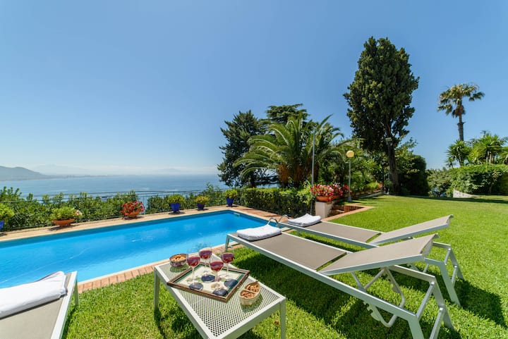 Luxury Amalfi Coast Villa Parking Pool & Sea View - Salerno