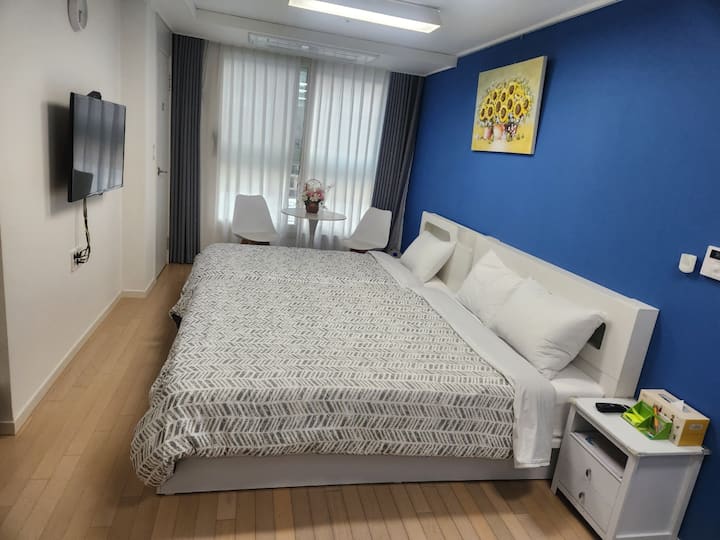 1/45해운대바다1분/오션뷰/풀옵션/넷플릭스/무료주차/장기숙박환영/짐보관가능/입,퇴실 - Corée du Sud