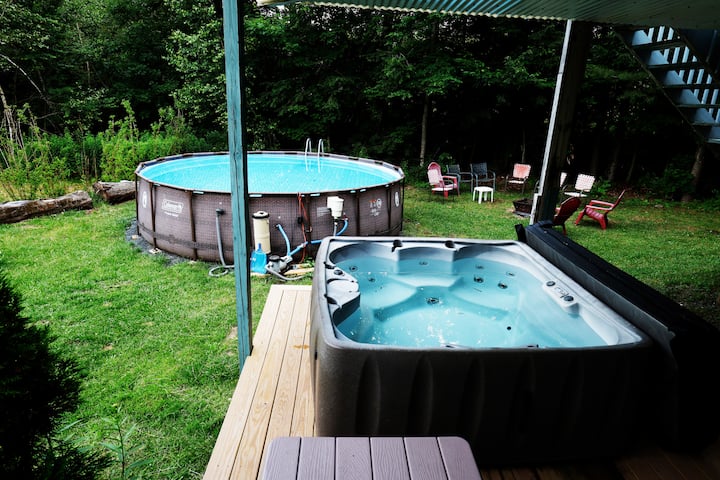 Log Cabin Hot Tub Pool 360 Degrees Of Mountain - Tannersville, NY