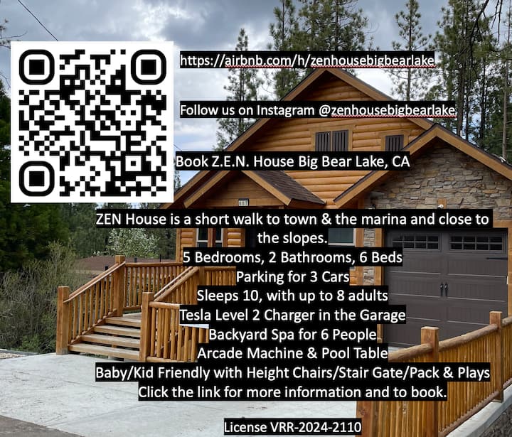 Zen House 5 Br 2 Ba Spa Tesla Baby Kid Friendly - Big Bear Lake, CA