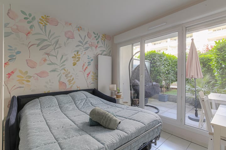 Le Rêve Bleu : Studio 2 Pers Avec Jardin & Garage - Lyon