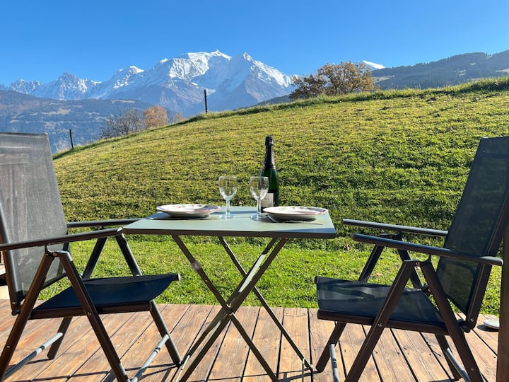 2 Pièces Vue Mt-blanc Terrasse Couverte, Jardin - Combloux