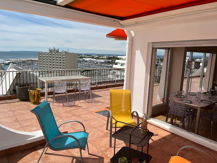 Toit Terrasse Vue Imprenable *Garage *Clim *Wifi - La Grande-Motte