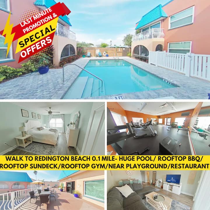 !Walk To Beach-condo Pool/gym/bbq/rooftop Sundeck! - Redington Beach, FL