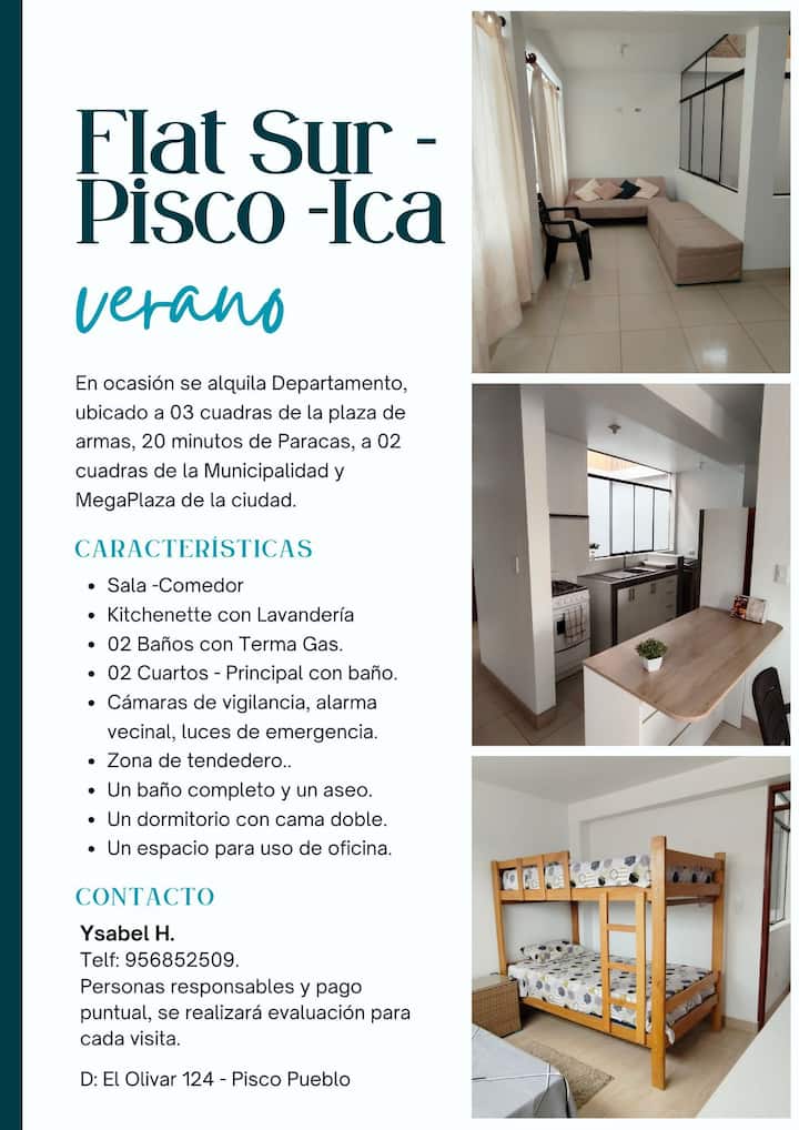Departamento A 20 Minutos De Paracas - 5 Personas. - Pisco