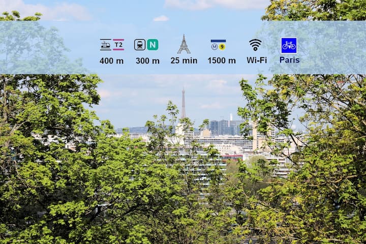 Grande Maison- Vue Paris-jardin-près Transports - Clamart